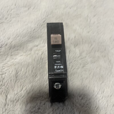 EATON CURCUIT BREAKER, TYPE: CHF-115, 120/240V, 10KA, 15-SWD PLASTIC ...