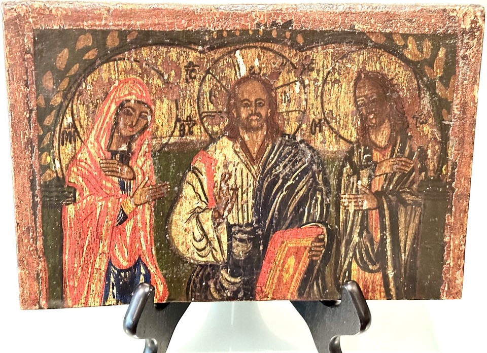 Vintage Antique Hand Painted Wood Christianity Orthodox Religious Art ...