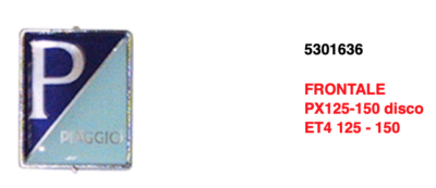 Nameplate emblem badge scudetto front vespa px 125-150 Disc et4 125 ...