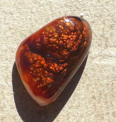 Hand fashioned ORANGE Fire Agate cabochon Graham County AZ. 30.15 ...