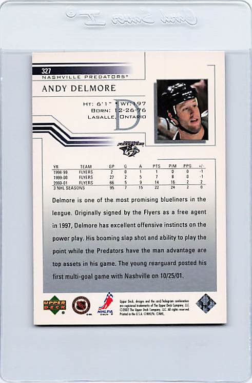 2001/02 Upper Deck #327 Andy Delmore Predators Signed Auto *H859 | eBay