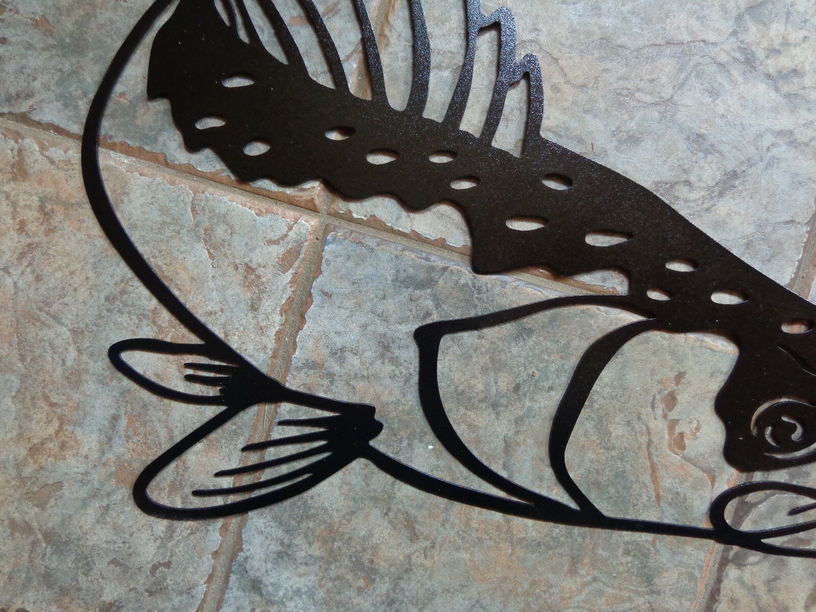 Muskie Northern Pike Fish Plasma Cut Metal Wall Art Black Textured 26 ...