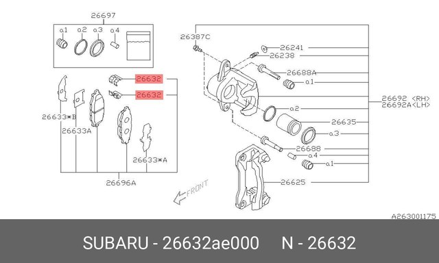 Genuine OE Pad Clip 26632AE000 For Subaru 26632-AE000 online kaufen | eBay