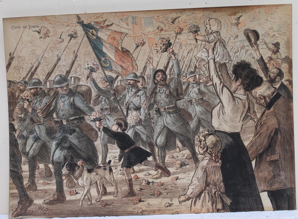 GEORGES REDON COLOR LITHOGRAPHS ON MENUS, 1918 | eBay