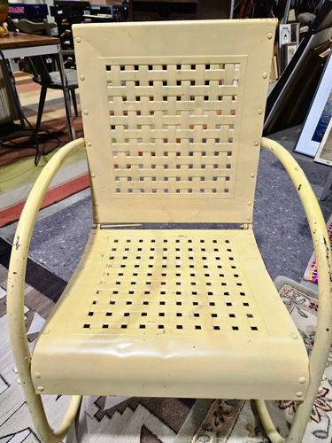 Vintage Mid-Century Modern Bunting Basket Weave Outdoor Glider Rocker ...