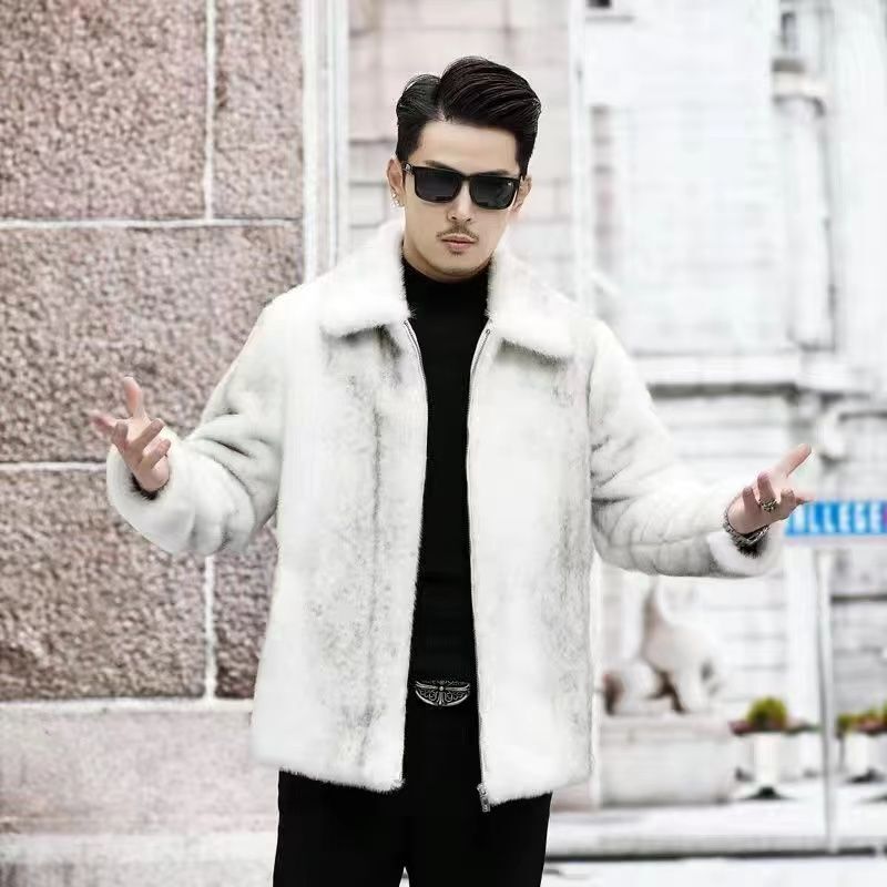 Fur Mink One-piece Mink Real Coat Fur Mink Mens Short Mink Hooded Coat ...