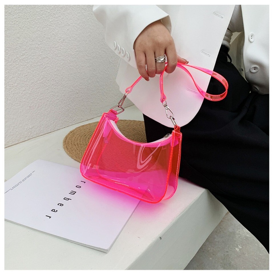 PVC Jelly Shoulder Bag Transparent Travel Handbag Purses Fashion ...