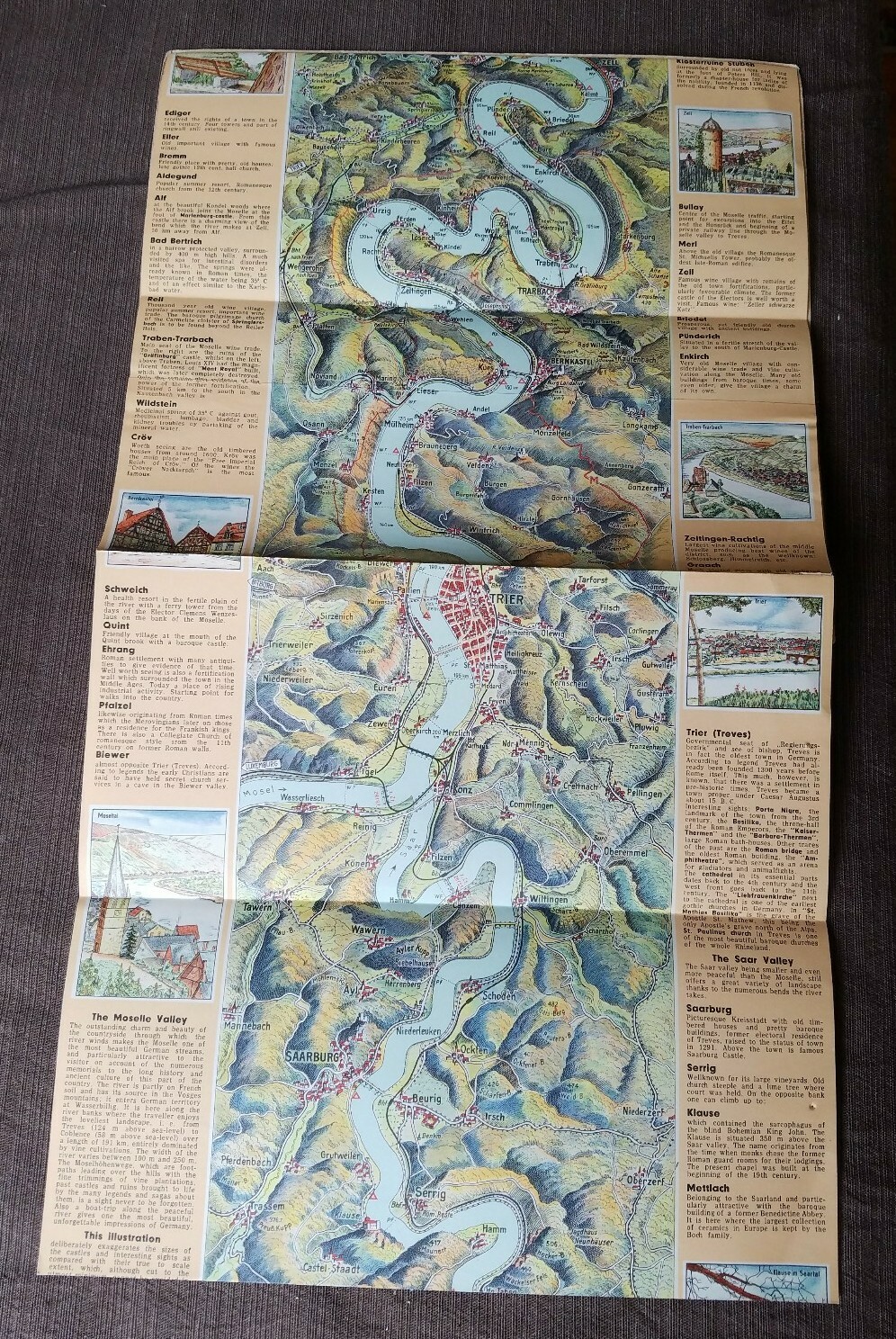 Vintage The Moselle from Trier to Koblenz Saar Valley Map and Guide ...