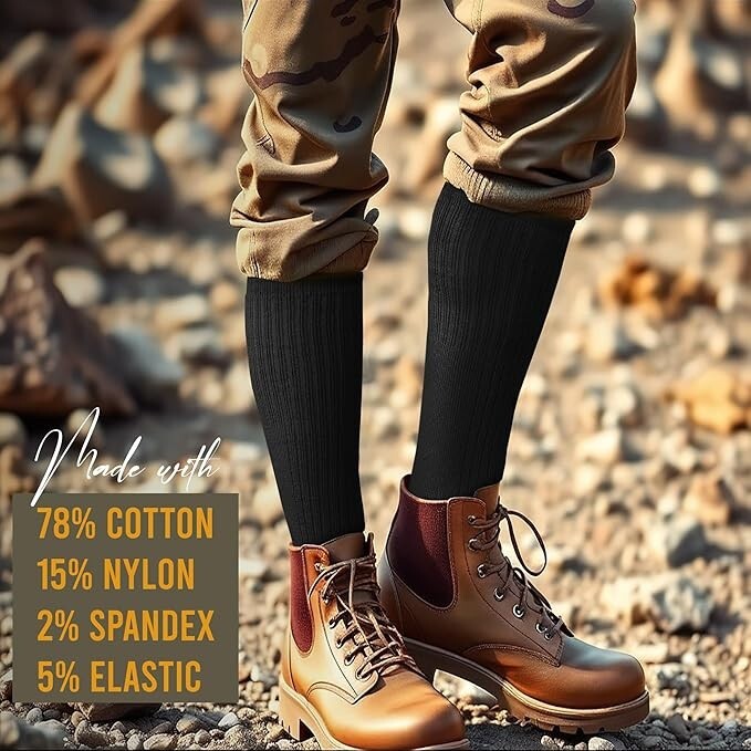 6-12 Pairs Men's Army Military Boot Socks Combat Trekking Hiking Size ...