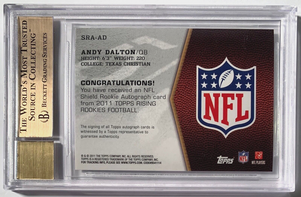 2011 Topps Rising Rookies NFL Shield Andy Dalton SP RC /50 BGS 9.5 w/10 ...