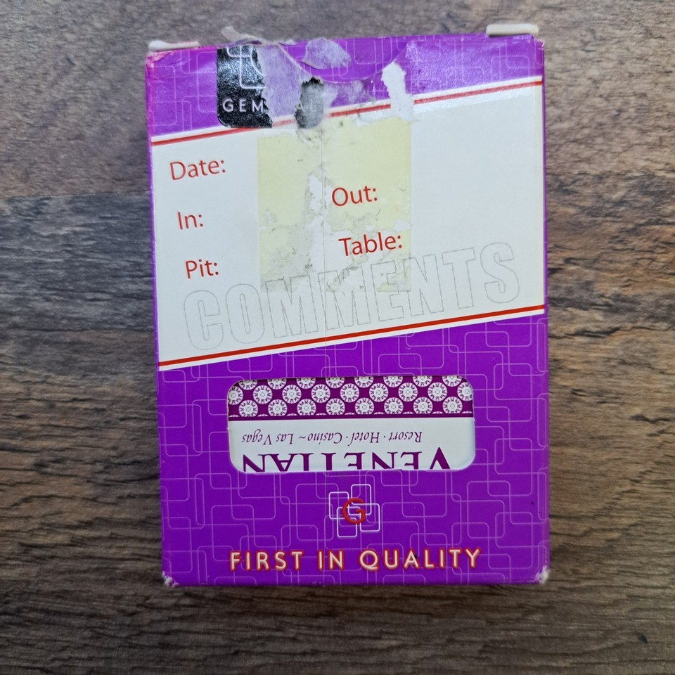 Gemaco Playing Cards Deck Venetian Casino Purple Las Vegas Nevada ...