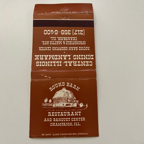 Round Barn Restaurant & Banquet Center Champaign IL Matchbook Cover ...