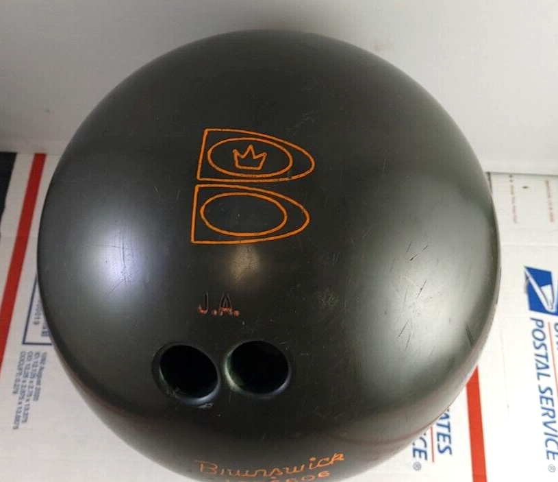 Vintage Brunswick RHINO 16lbs Bowling Ball 16 lbs Drilled Black Retro ...