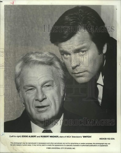 1983 Press Photo Eddie Albert & Robert Wagner star in "Switch ...