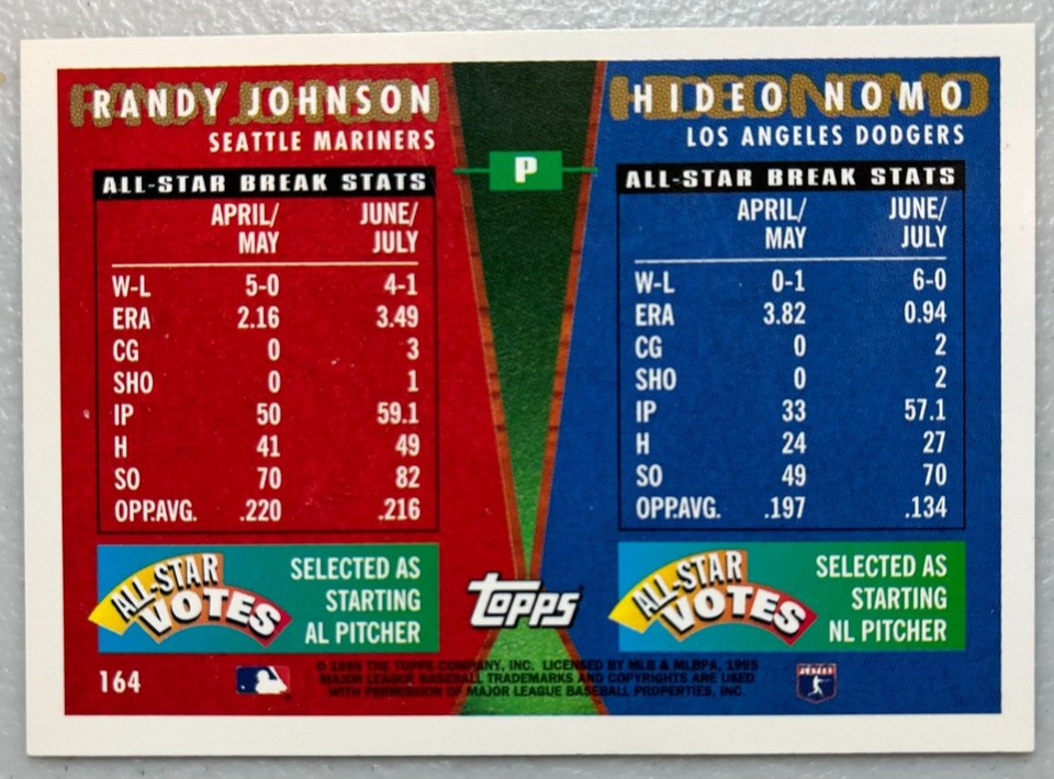 1995 Topps Traded #164 Randy Johnson Hideo Nomo NM | eBay