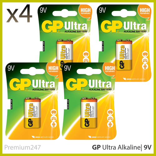 4 X GP ULTRA Alkaline 9V P9V 006P 9 V effector angle battery Battery ...