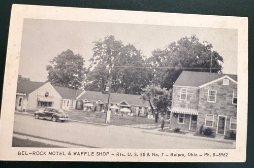 vintage Adv. Postcard. Belpre, Ohio. Bel-Rock Motel & Waffle Shop. c ...