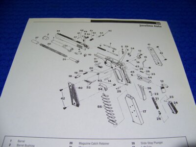 IAI JAVELINA AUTO & INTERARMS MODEL R9 AUTO..LEGEND/EXPLODED VIEW ...