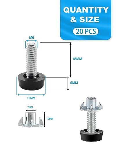 M6 Thread Furniture Feet Levelers - 20 Pack Adjustable Table Leveling ...
