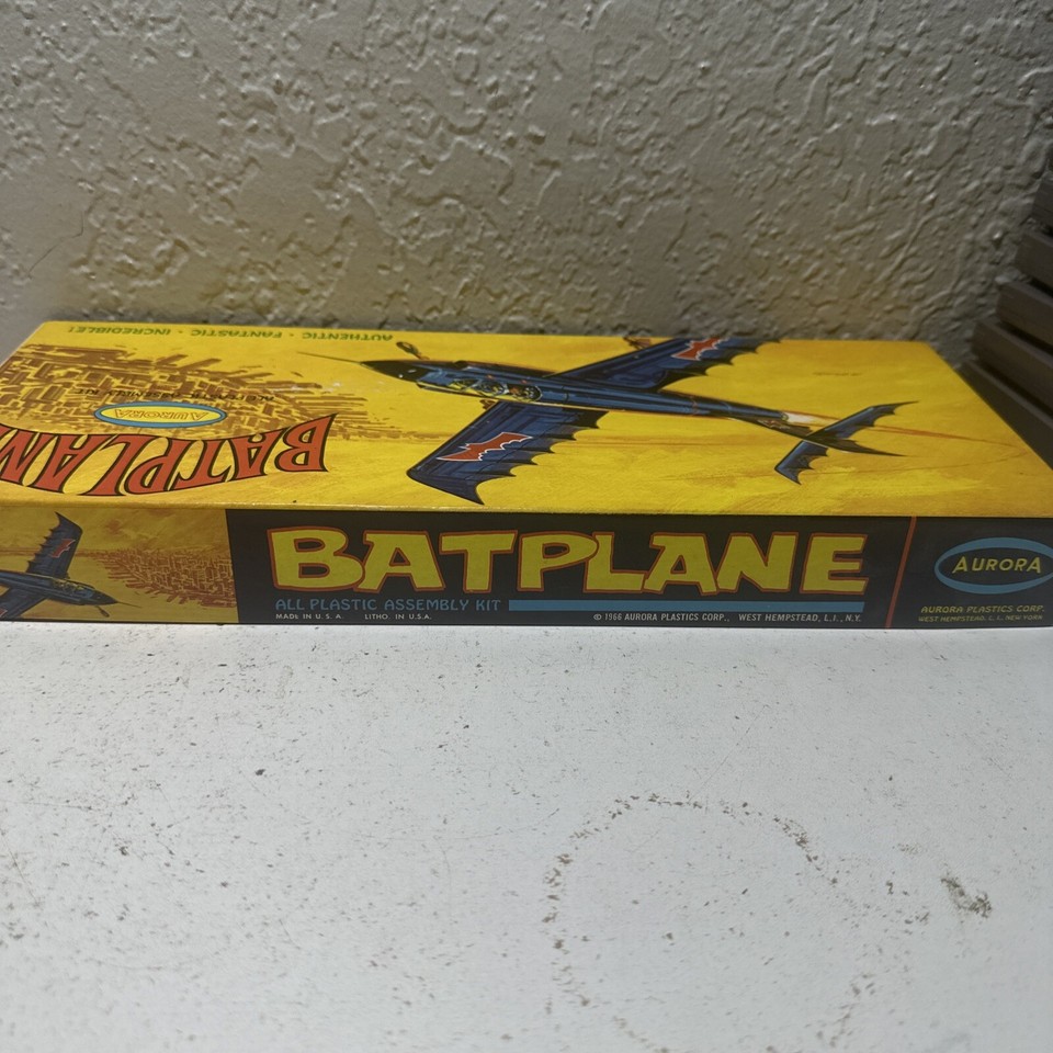 1966 Aurora Kit #487 Bat Plane Plastic Kit Top Box And Manual Only No ...