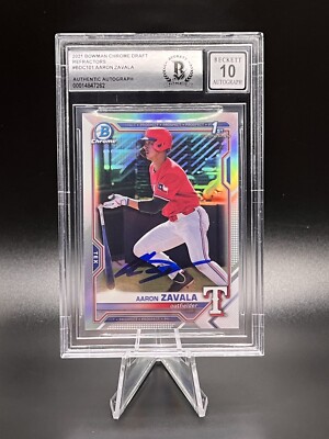 Aaron Zavala Signed 2021 1st Bowman Chrome Refractor BAS 10 Auto Texas ...