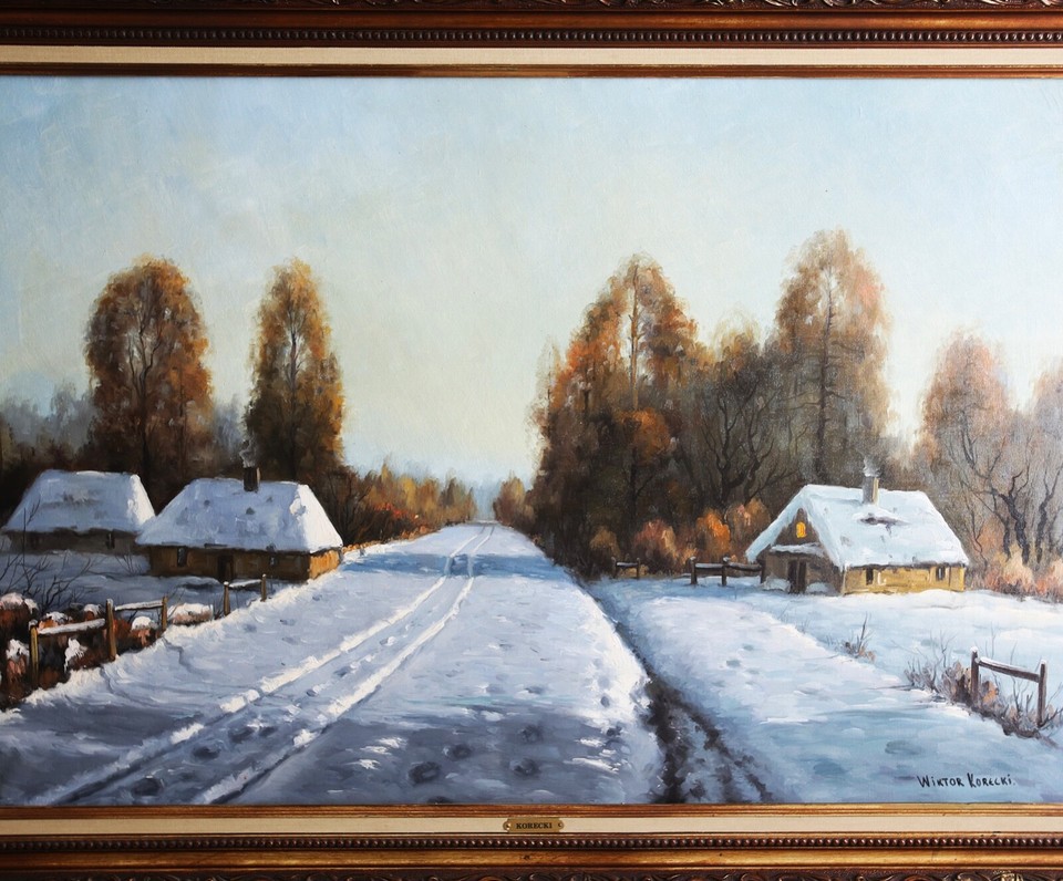Wiktor Korecki (1890-1980) Ukrainian Polish artist Landscape oil canvas ...