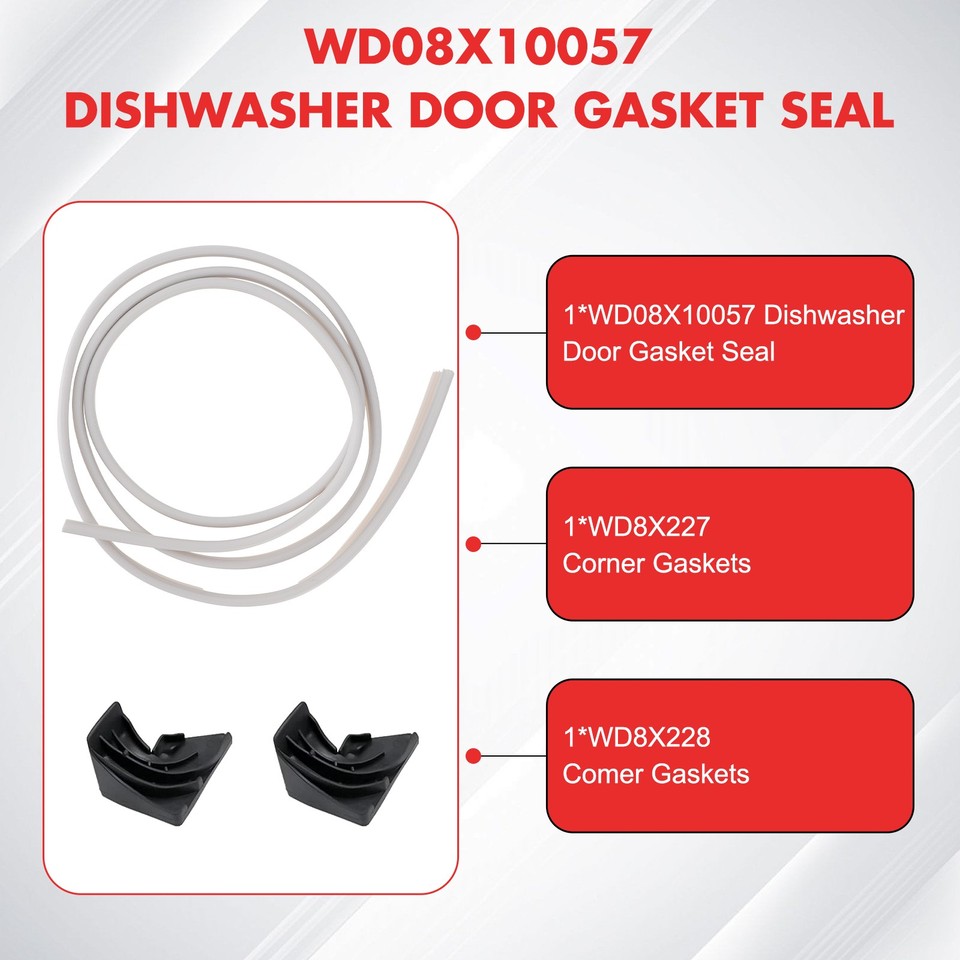 WD08X10057 Dishwasher Door Gasket Seal Kit for GE with WD8X227&WD8X228 ...