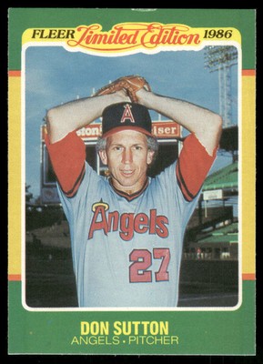Don Sutton 1986 Fleer Limited Edition California Angels #43 Near Mint ...