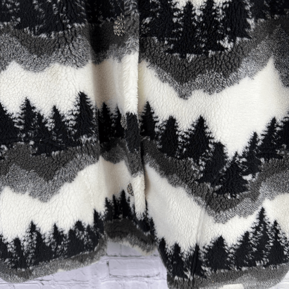 Vintage Oversized Mountain Tree Theme Pinecone Button Fleece Size M/L ...