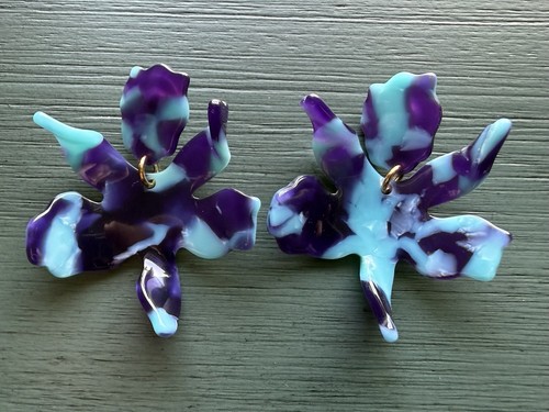 Lele Sadoughi Small Paper Lily Flower Earrings Purple Blue | eBay