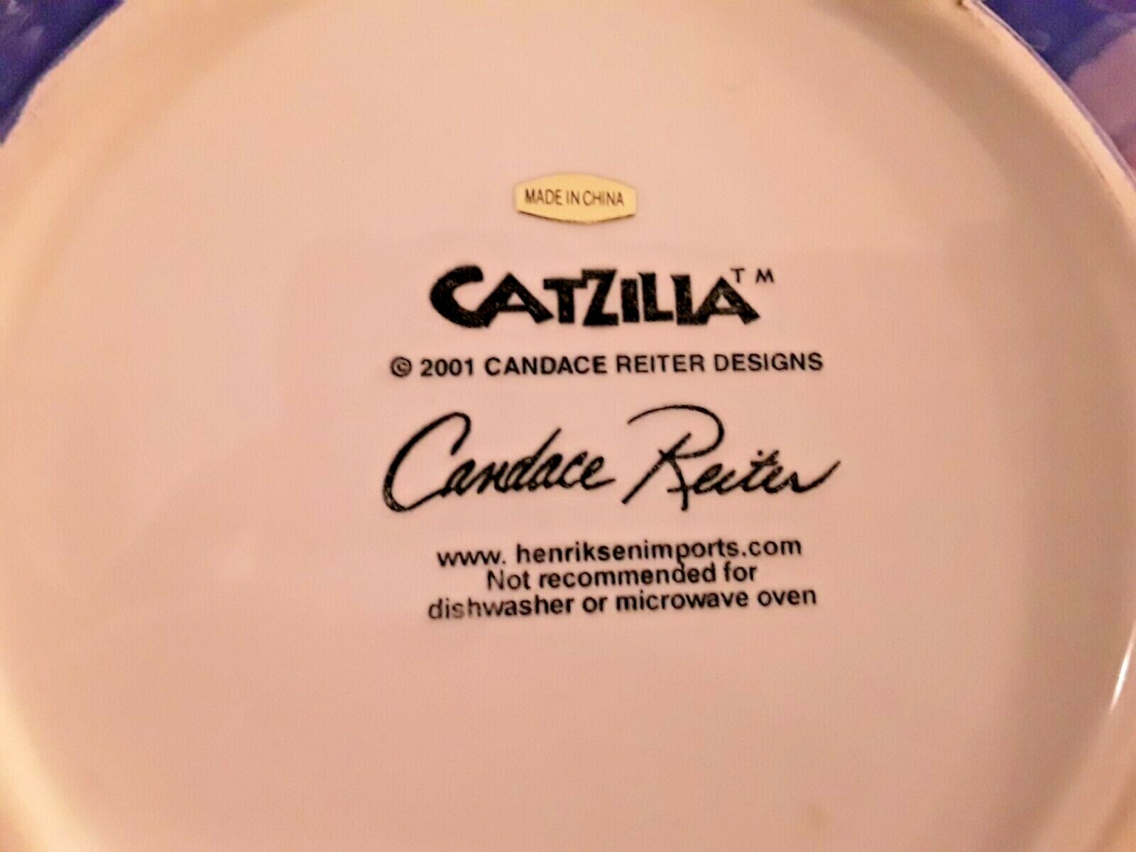 2001 CAT PLATE CATZILLA 8" CANDACE REITER DESIGNS | eBay