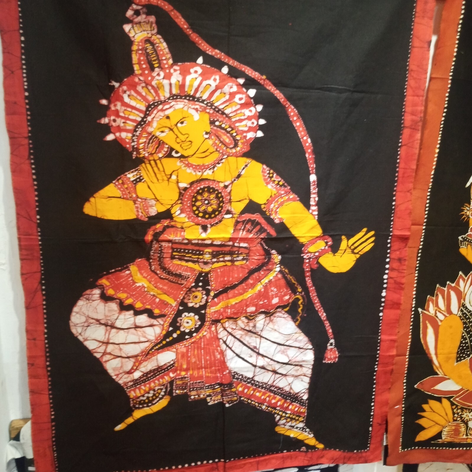Batik Fabric wall hanging depicting Kandy festival Dancer of Sri Lanka ...