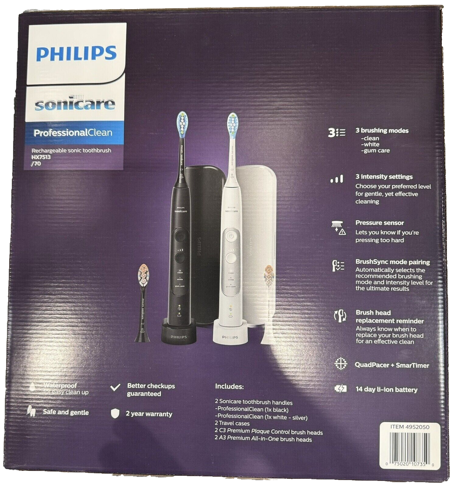 Philips Sonicare Professional Clean Rechargeable Electric Toothbrush 2 ...