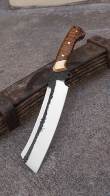 Custom Handmade Carbon Steel Blade Survival Chopper Knife | Hunting ...
