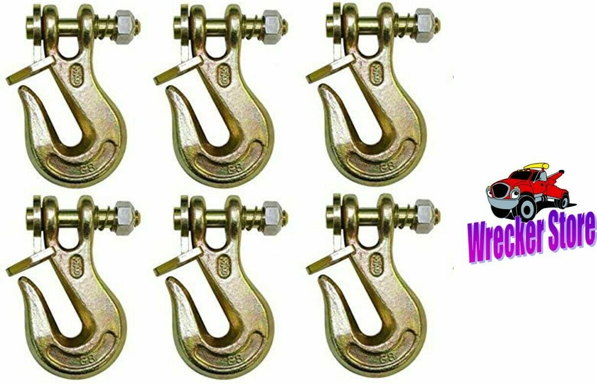 SET OF 6 - 5/16" G80 TWIST LOCK TM, LOCKING CLEVIS GRAB HOOK FOR CHAIN ...