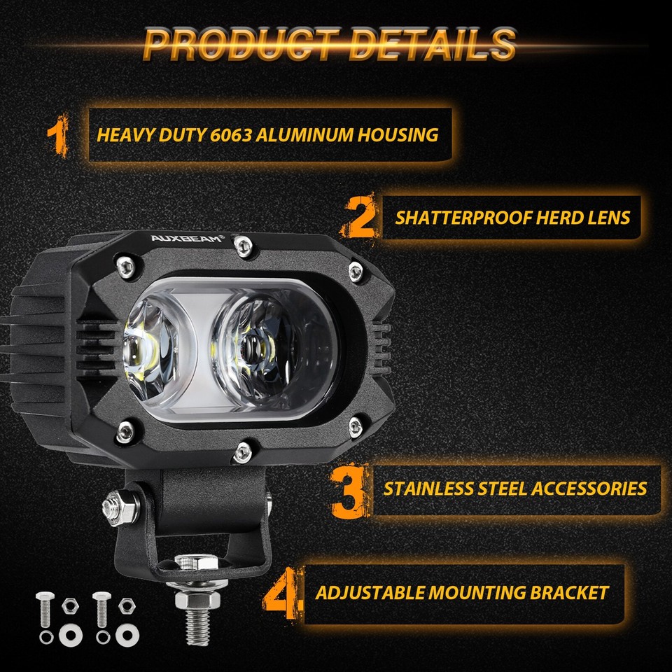 ATV UTV Accessories LED Light Pods FLOOD Beam For Polaris Sportsman RZR ...