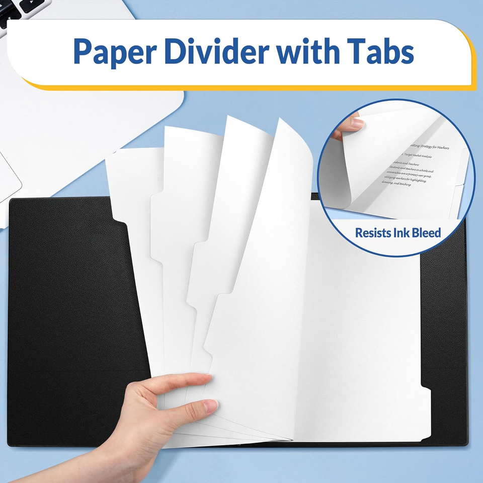 Binder Dividers with Tabs for 3 Ring Binder 8.5 x 11 Paper White Binder ...