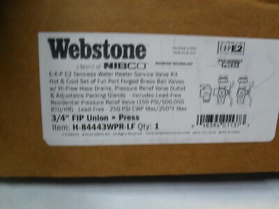 Webstone H-84443WPR-LF 3/4" FIP Union x Press Hot side & relief Valve ...