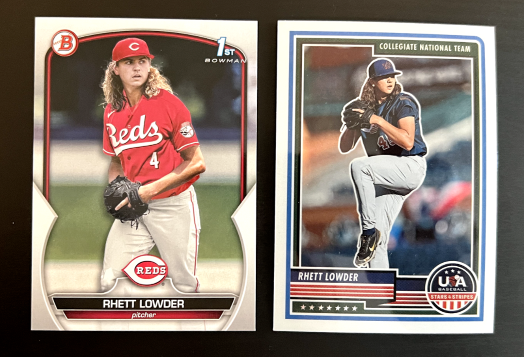 RHETT LOWDER Cincinnati REDS RC ROOKIE CARD 1st 2023 BOWMAN DRAFT #BD ...