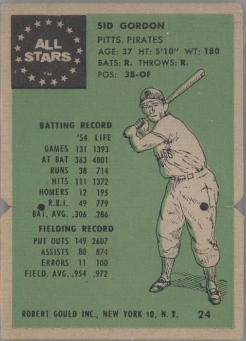 1955 Robert Gould - W605 Sid Gordon #24 for sale online | eBay