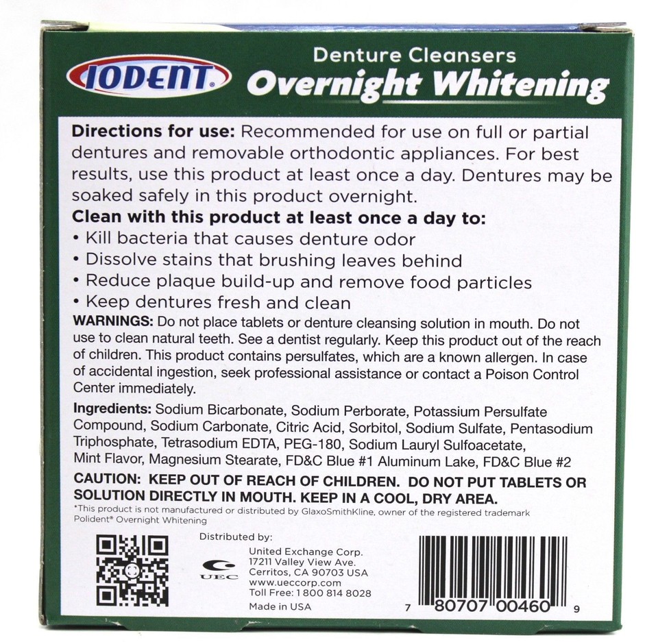 IODENT OVERNIGHT WHITENING ANTI-BACTERIAL TABLETS CONTROL ODOR FRESH | eBay