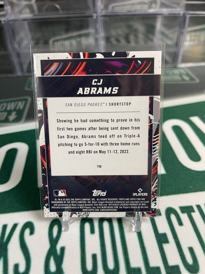 2022 Topps Fire CJ Abrams Rookie Card Red Parallel Padres | eBay