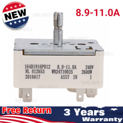 WB24T10025 8" Range Switch Surface Burner Control For GE Kenmore ...