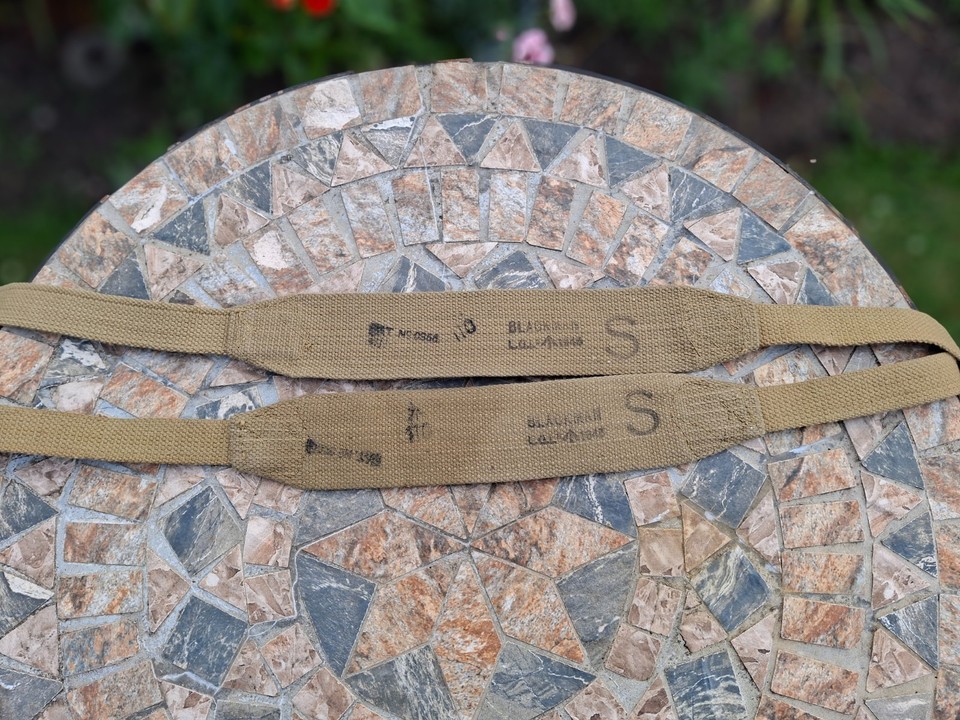 Pair Original WW2 37 Pattern Cross straps unissued steel tips Blackman ...