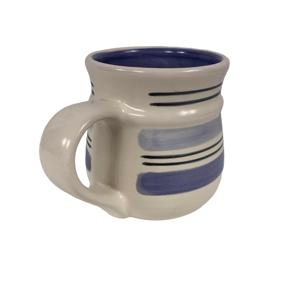 Pfaltzgraff Rio Coffee Mug Blue Bands Stripes 14 Oz Handpainted | eBay