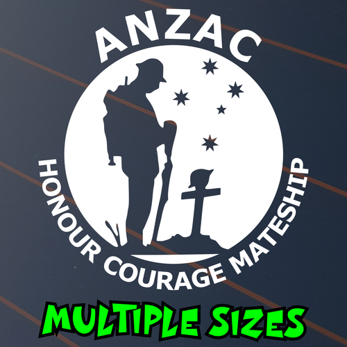 Anzac Sticker Car Decal Lest We Forget Honour Courage Mateship Army ...