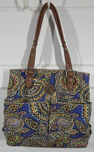 Relic Purse/Tote Blue & Brown 23x14x4 Canvas Bohemian Faux Leather 0503 ...