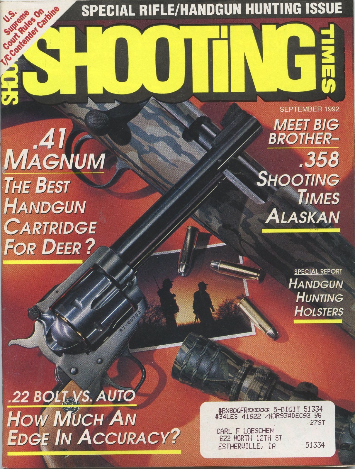 Shooting Times Magazine September 1992 Special Rifle/Handgun Hunting ...