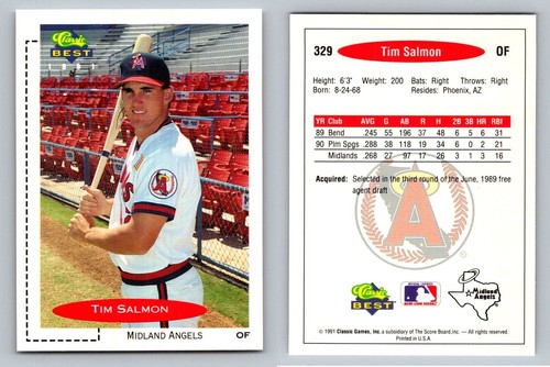 Tim Salmon Outfielder Midland Angels Classic Best 1991 Card 329 ...