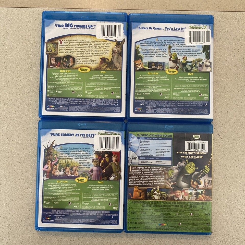 Shrek 4-Movie Collection (Blu-ray/DVD, 2010) 8 Disc Set! 24543283164| eBay
